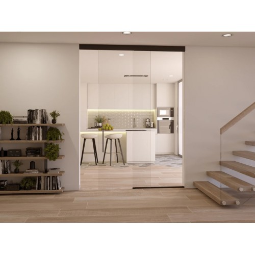 GLD2MBL GlideWall Single Sliding Door & Fixed Panel Kit with SoftBrake ...